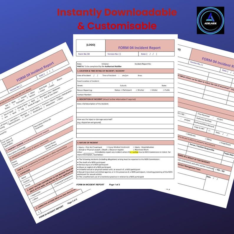 Incident Report Form Template Instant Download and Customisable Great ...