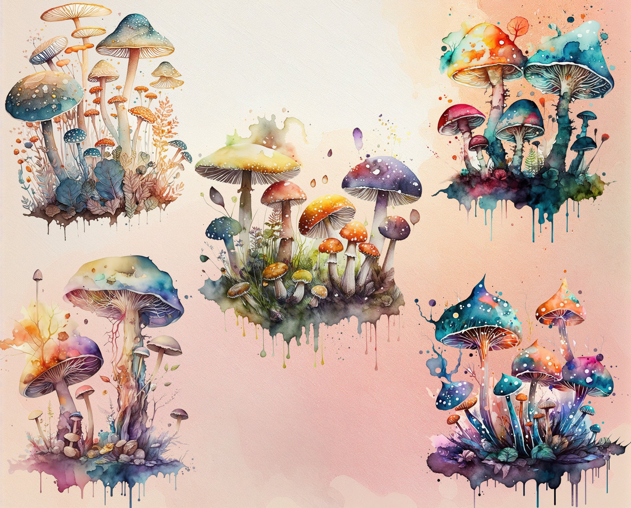 44 PNG Mushrooms Clipart Watercolor Mushroom PNG Magic - Etsy Australia