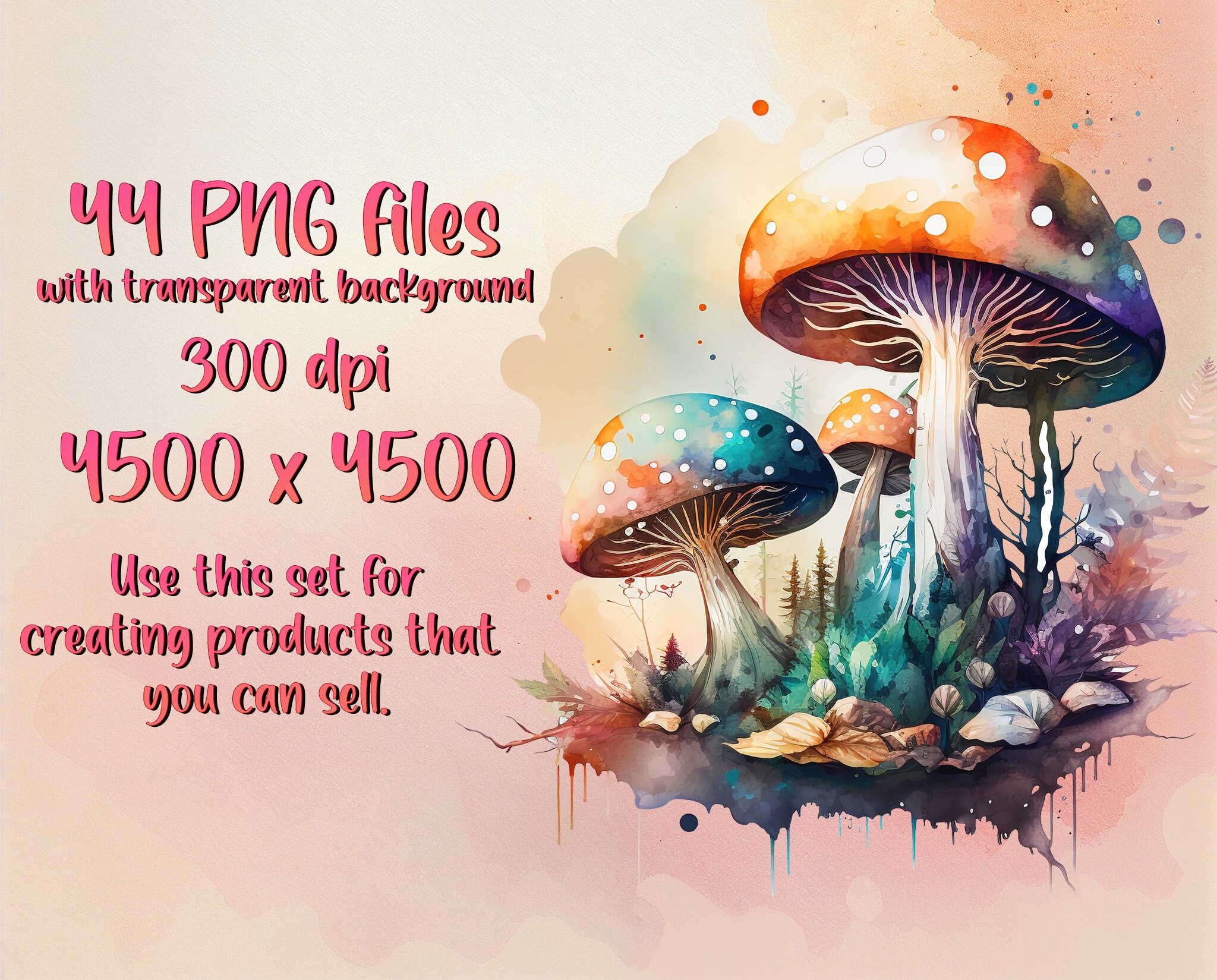 44 PNG Mushrooms Clipart Watercolor Mushroom PNG Magic - Etsy Australia