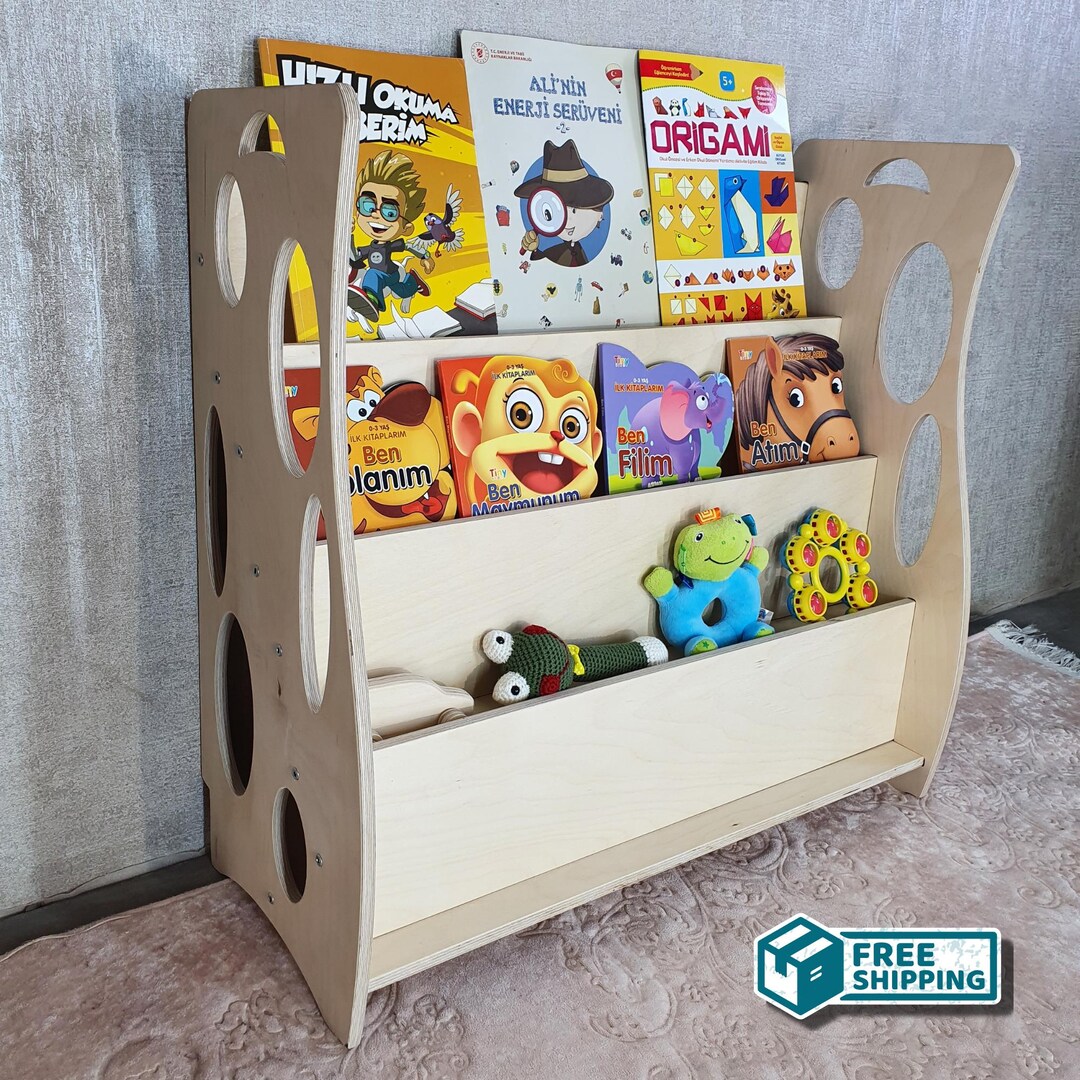 Montessori Display Kid Room Bookcase, 3 Tier Nursery Low Bookshelf ...