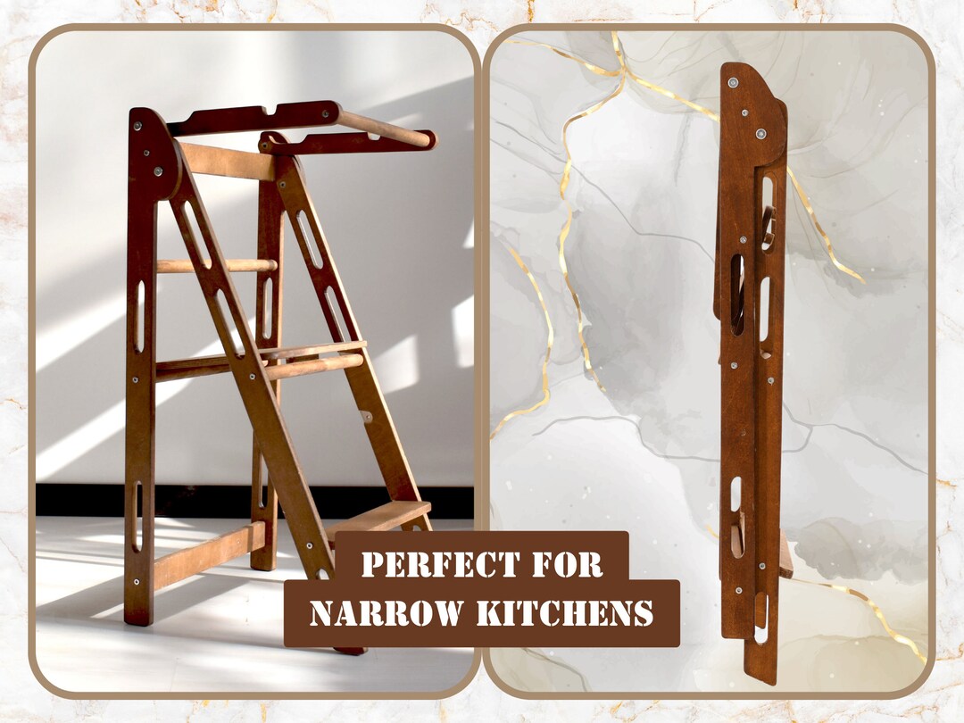 Montessori Folding Compact Kitchen Stool, Foldable Toddler Tower Slim ...