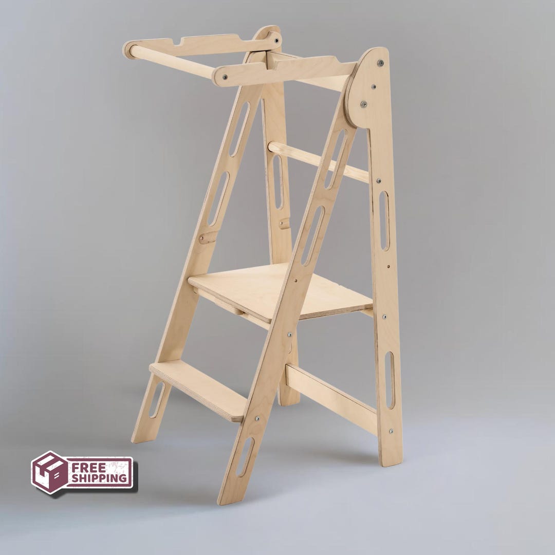 Mom Helper Folding Toddler Tower, Height Adjustable Thin Ladder, Slim ...