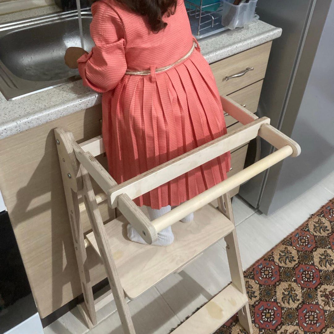 Foldable Helper Stand Toddler, Montessori Folding Toddler Tower Extra ...