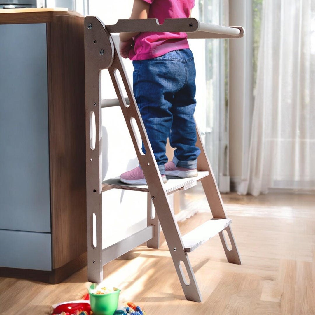 Toddler Helper Adjustable Xmas Present Thin, Wooden Learning Ladder ...