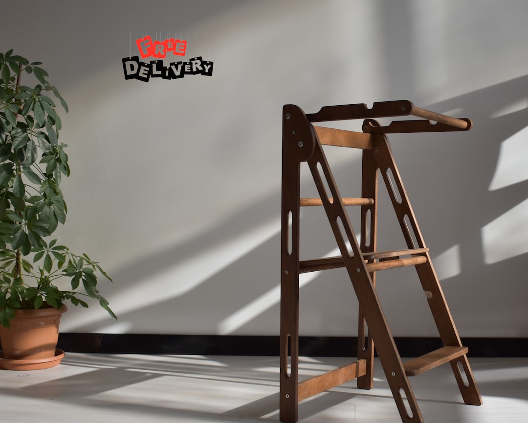 Montessori Tower Foldable Learning Stool, Slim Collapsible Kitchen ...