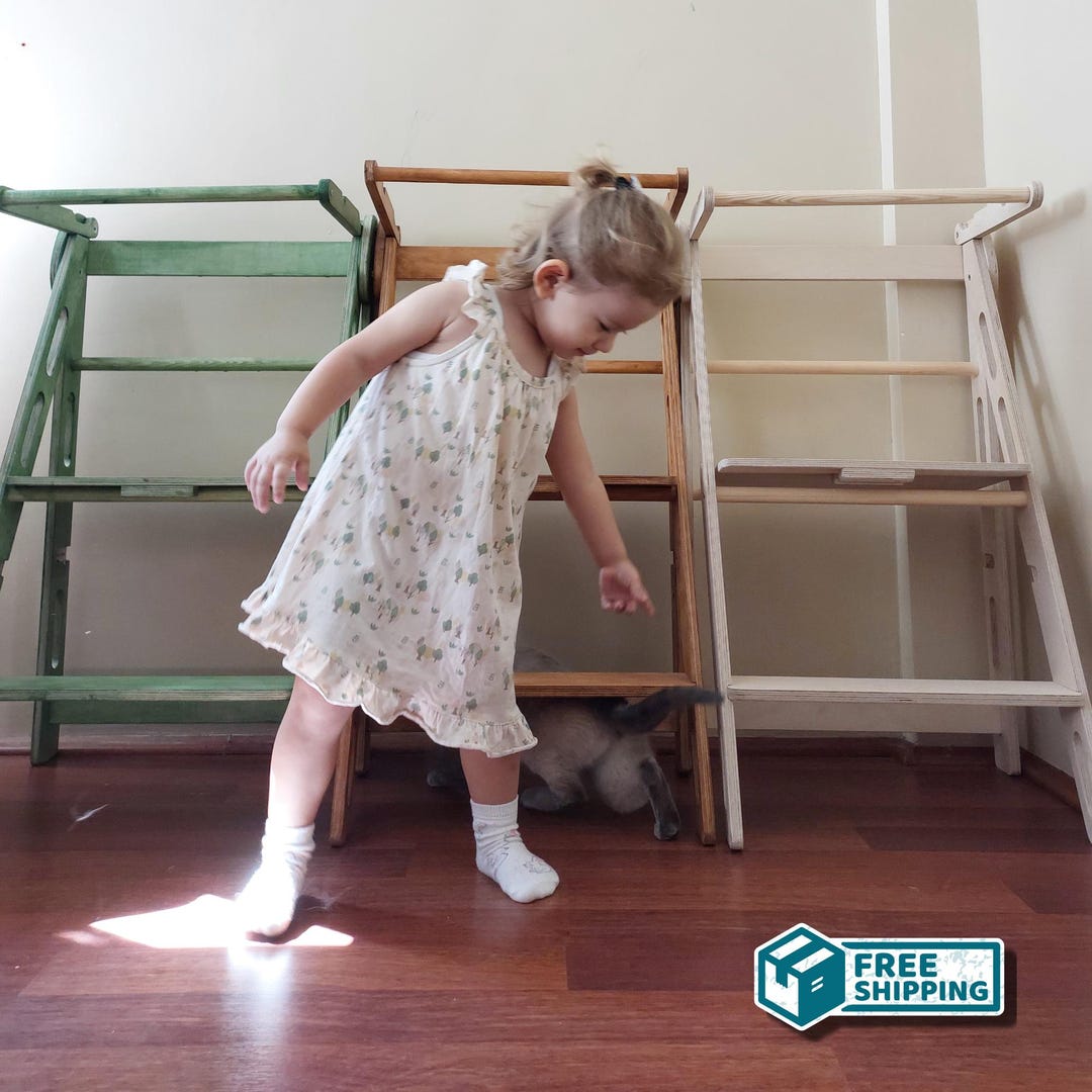 Folding Thin Helper Stool, Montessori Foldable Learning Ladder, Slim ...