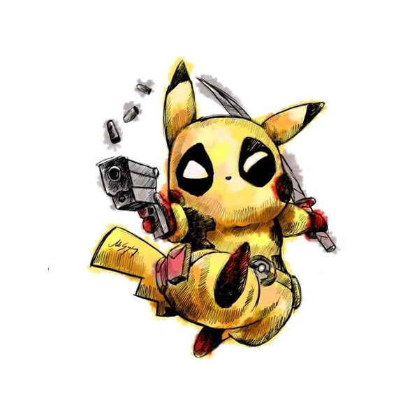 Pikachu Deadpool Png - Etsy