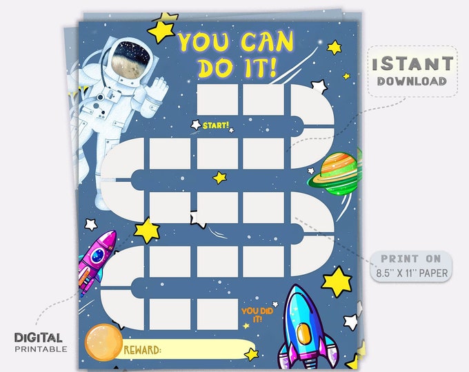 Printable Outer Space Reward Chart, Astronaut Chore Chart, Kids ...