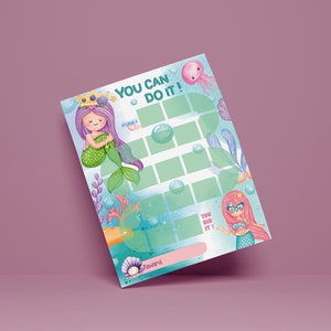 Printable Mermaid Reward Chart, Princess Behavior Chart, Kids Daily ...