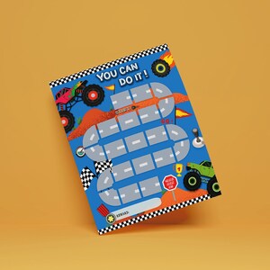 Printable Monster Truck Reward Chart, Racing Car Kids Behavior Chart ...