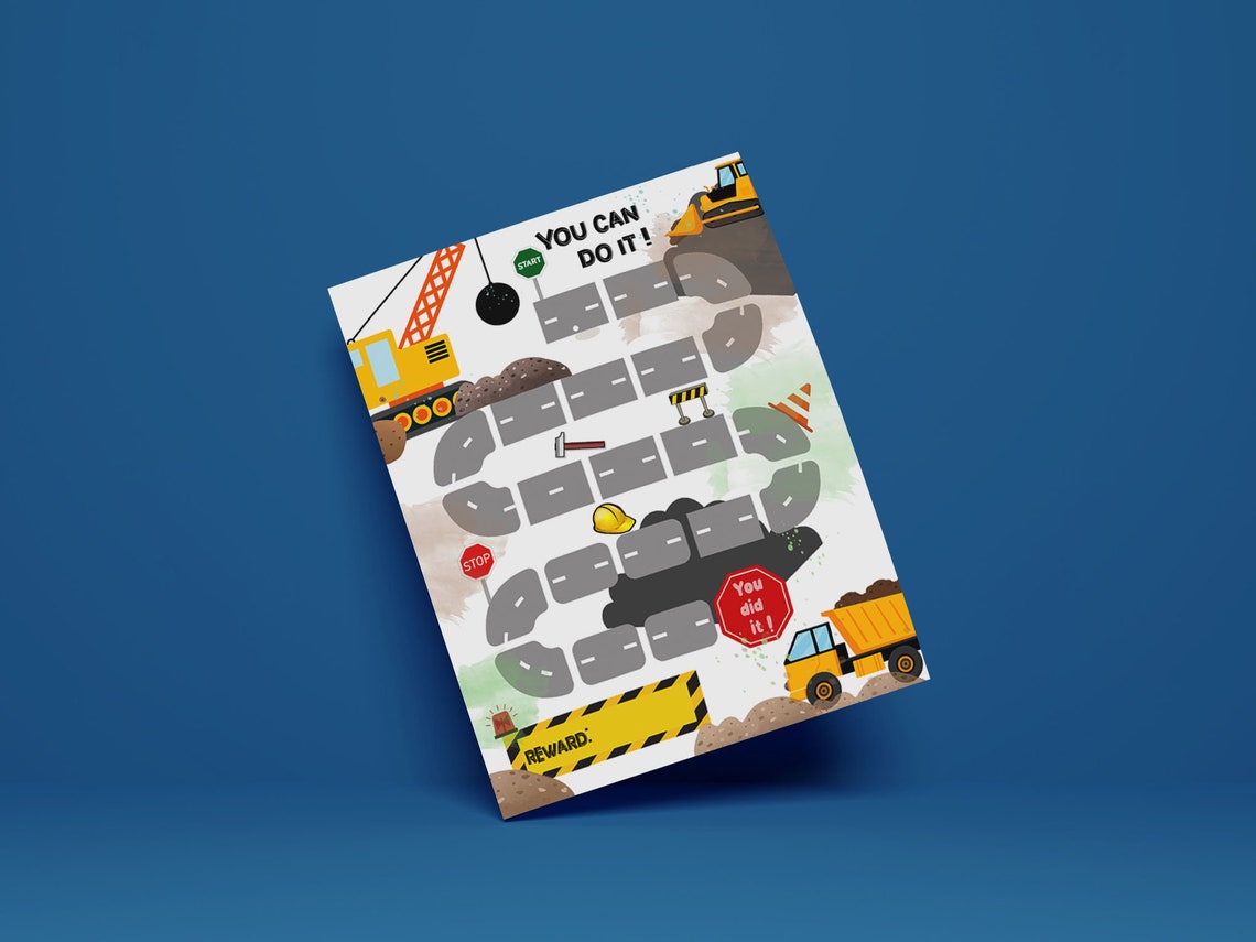 Printable Construction Reward Chart, Construction Behavior Chart, Kids ...