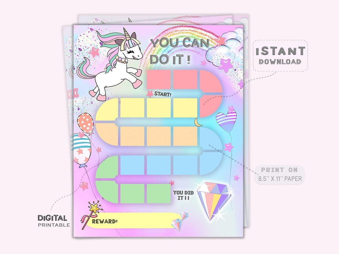 Printable Unicorn Reward Chart, Unicorn Behavior Chart, Kids Chore ...