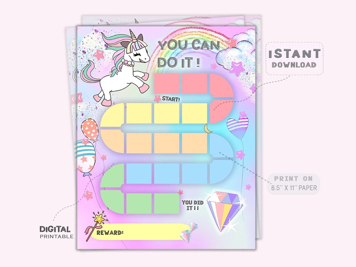 Printable Unicorn Reward Chart, Unicorn Behavior Chart, Kids Chore ...