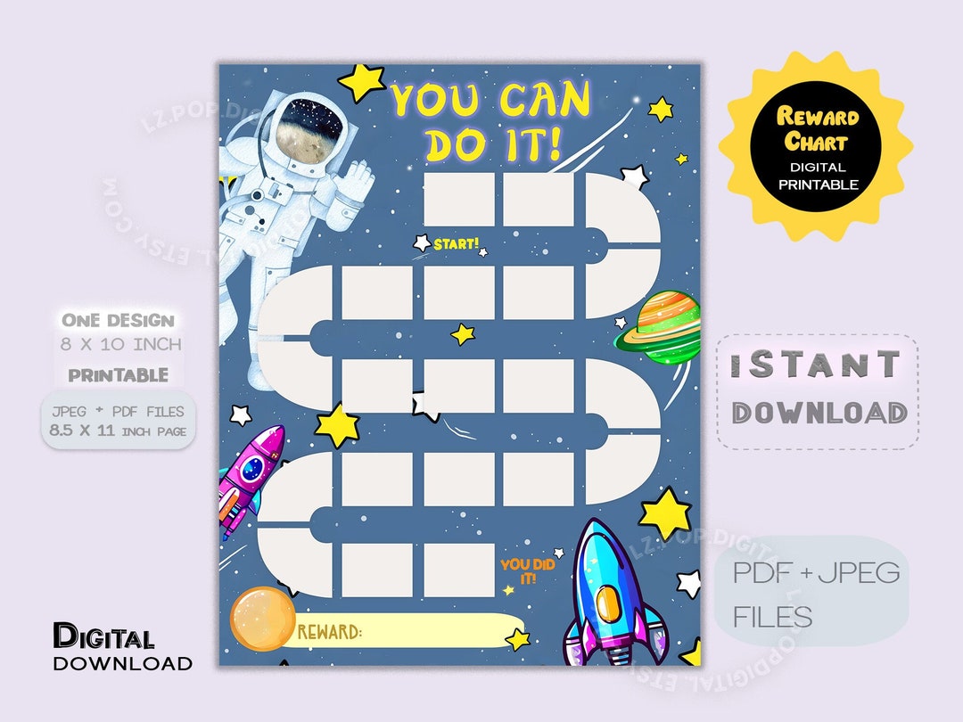 Printable Outer Space Reward Chart Astronaut Chore Chart - Etsy