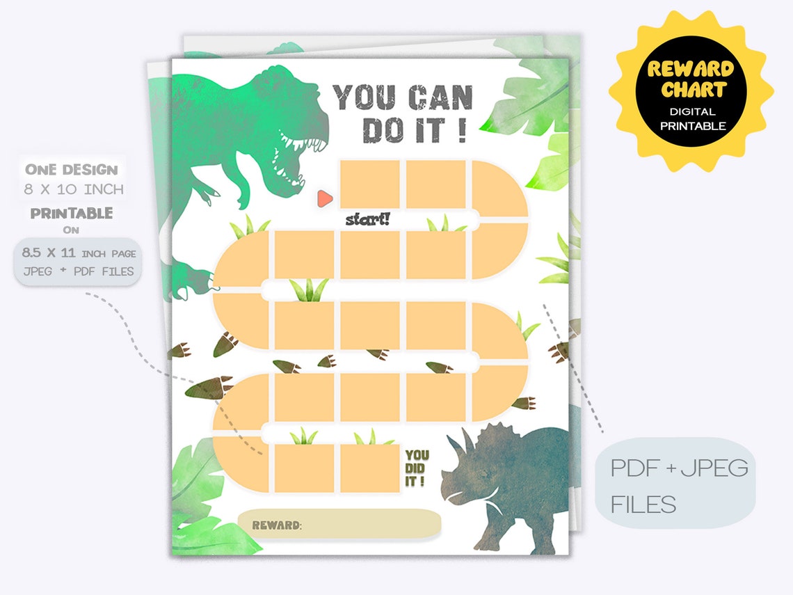 Printable Dinosaur Reward Chart, Dinosaur Behavior Chart, Kids Chore ...