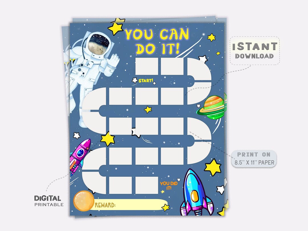 Printable Outer Space Reward Chart, Astronaut Chore Chart, Kids ...