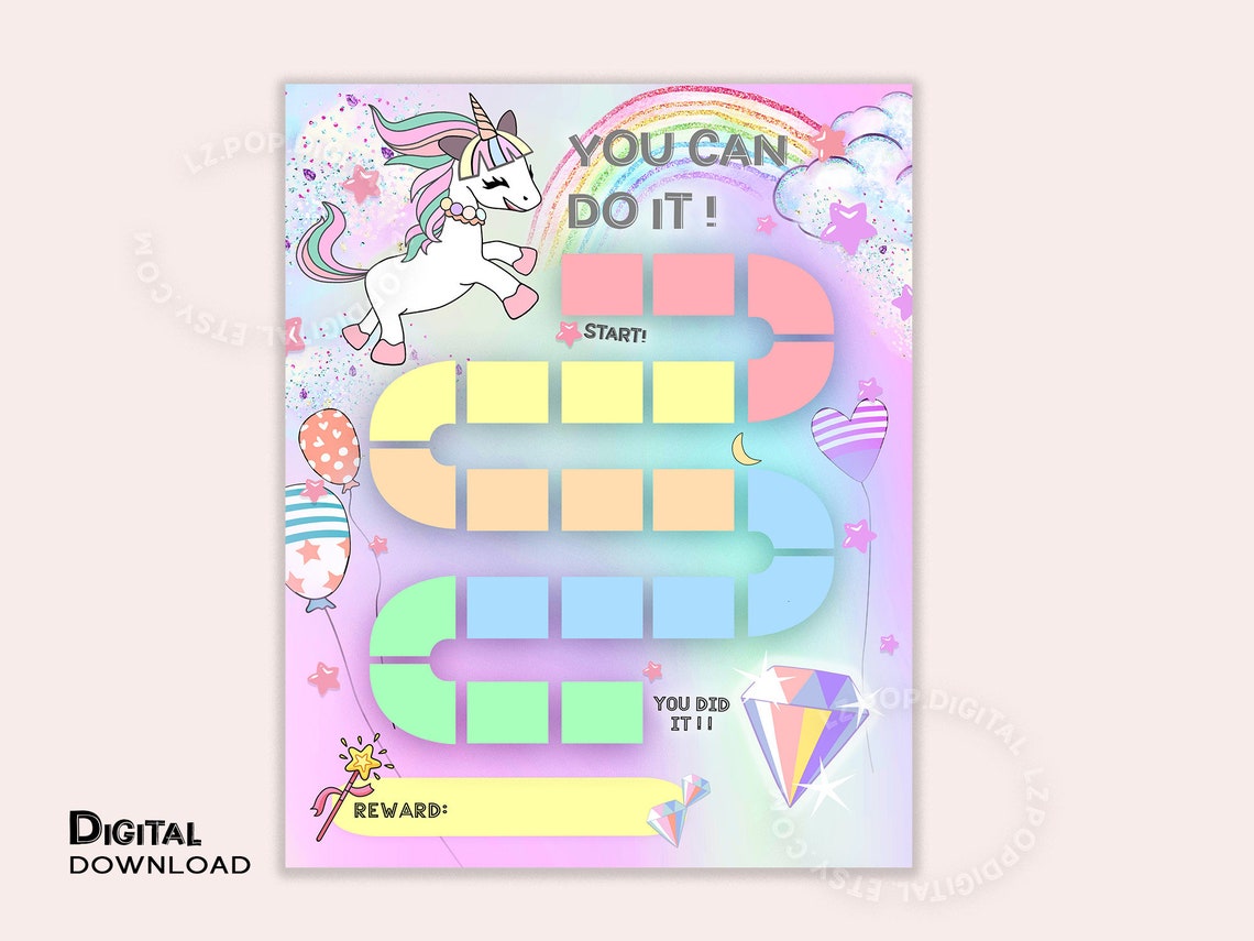 Printable Unicorn Reward Chart Unicorn Behavior Chart Kids - Etsy