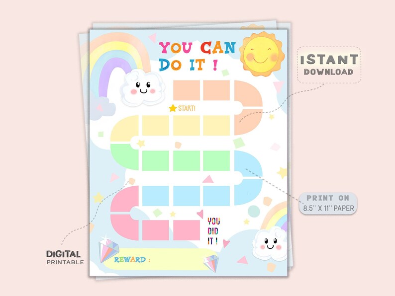 Printable Rainbow Reward Chart Sunshine Chore Chart Kids - Etsy