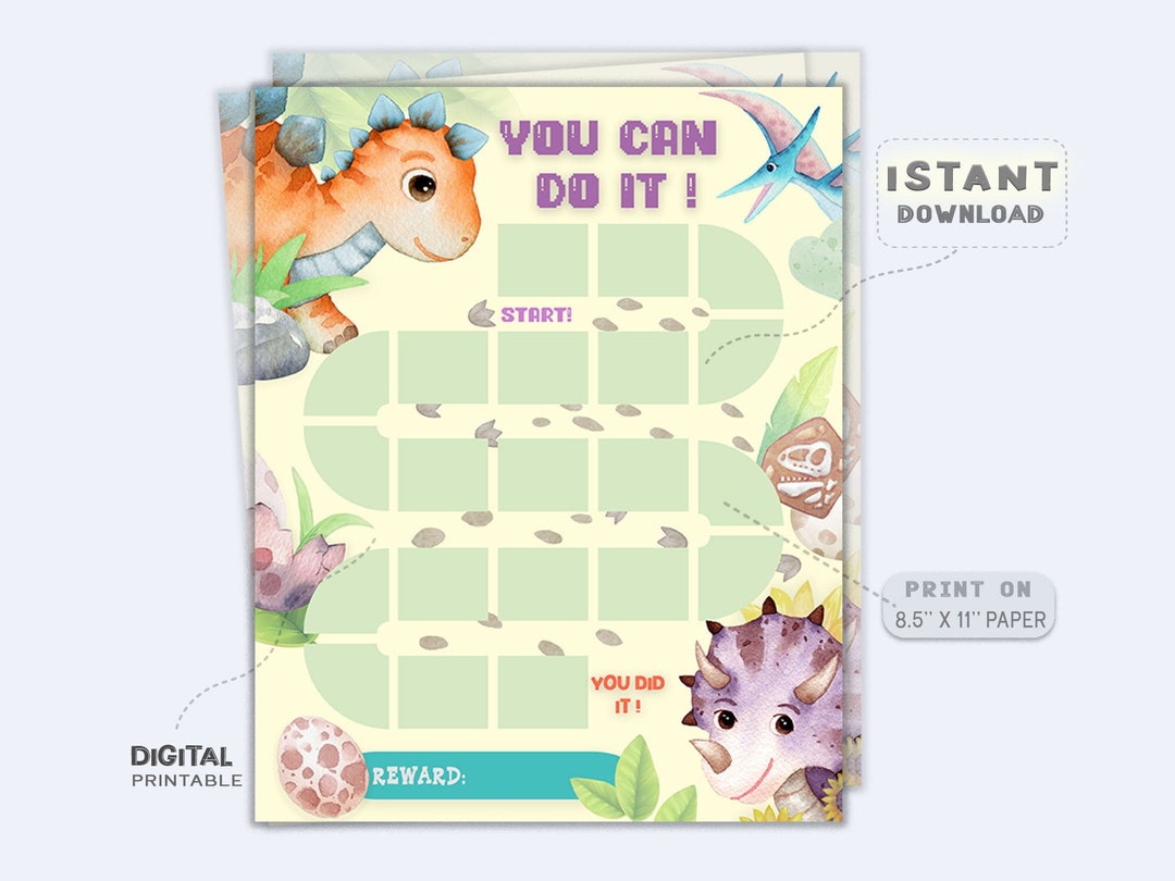 Printable Dinosaur Reward Chart Dinosaur Behavior Chart Kids - Etsy