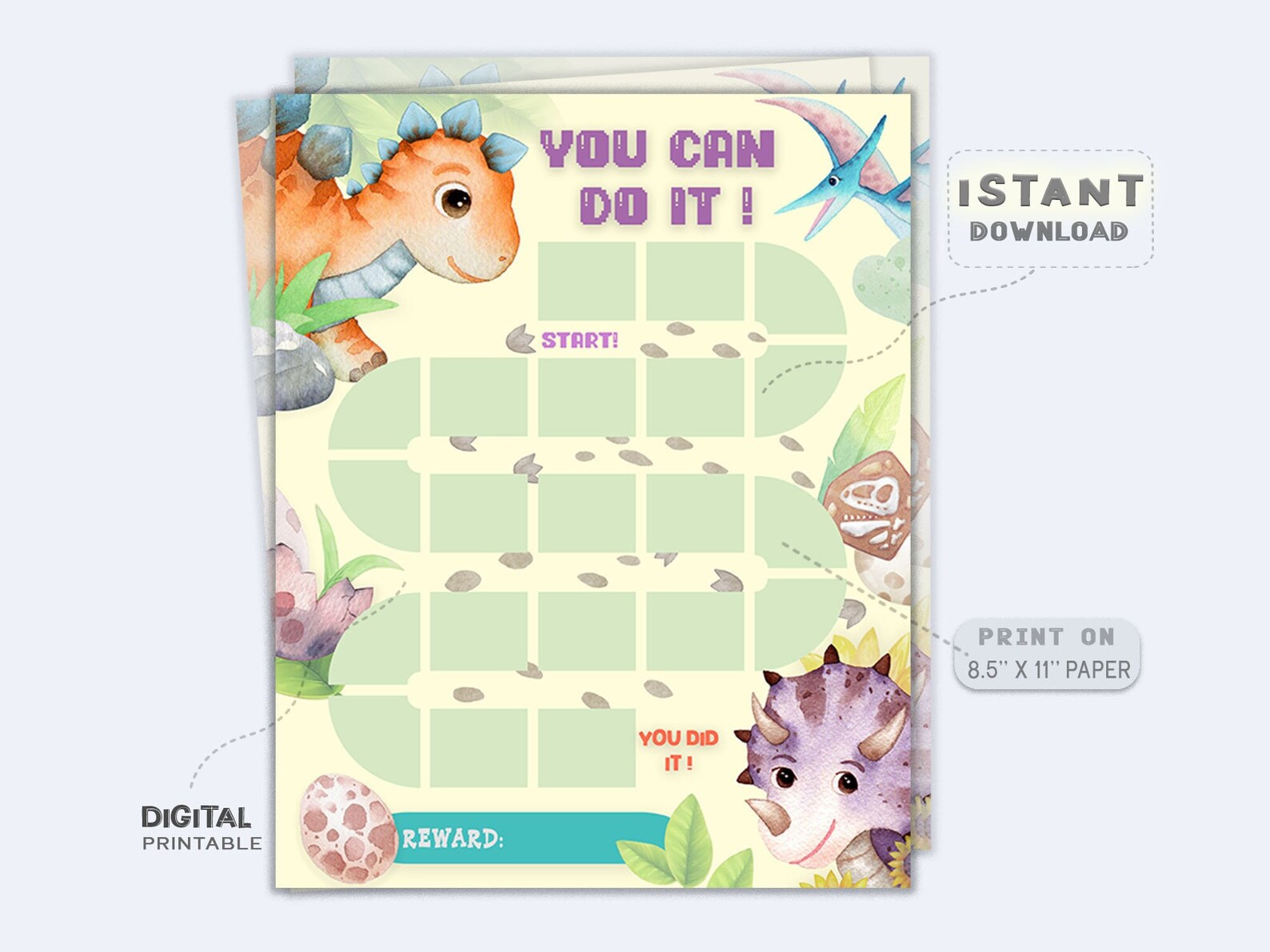 Printable Dinosaur Reward Chart Dinosaur Behavior Chart Kids - Etsy