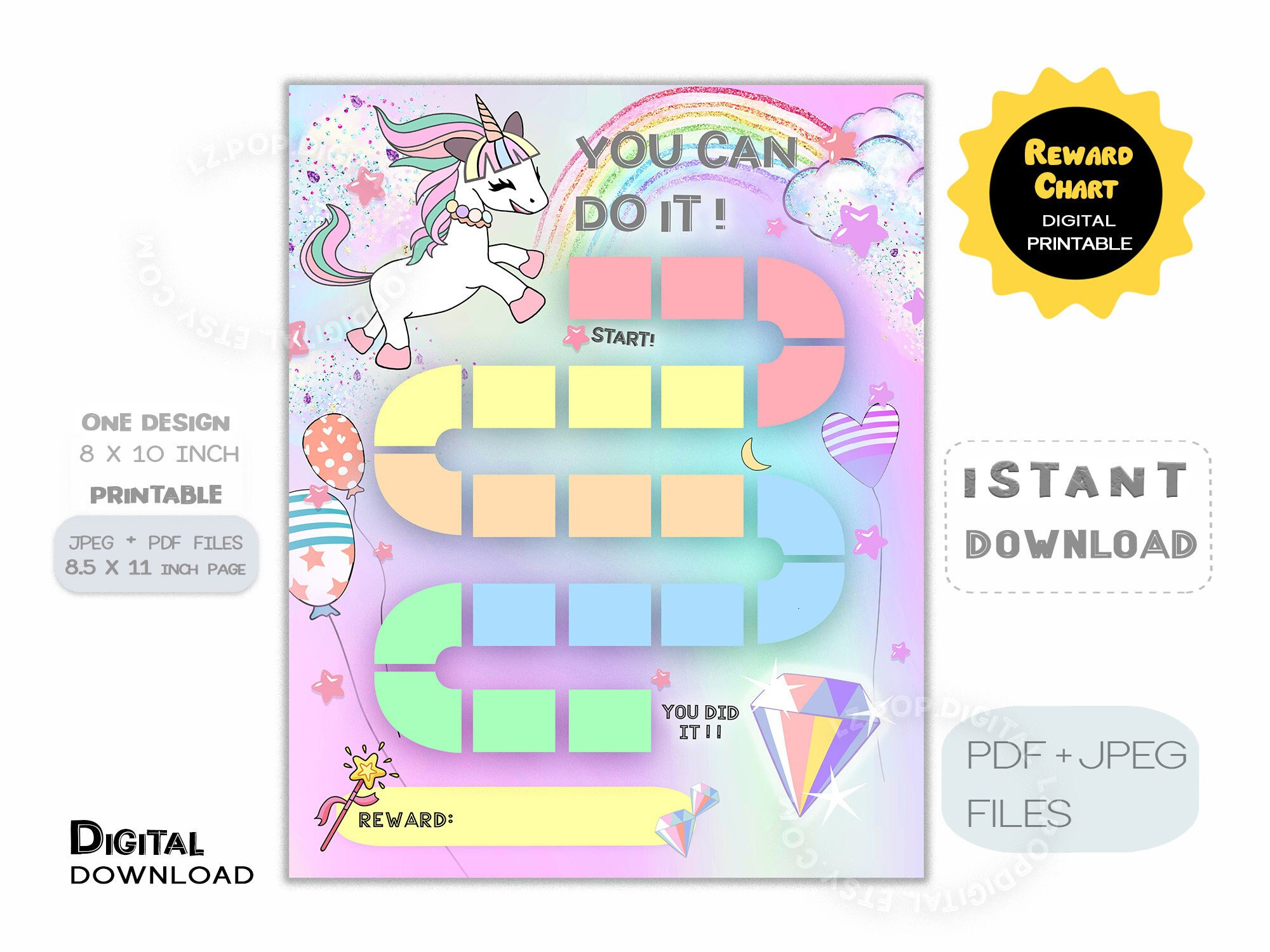Printable Unicorn Reward Chart Unicorn Behavior Chart Kids - Etsy Australia