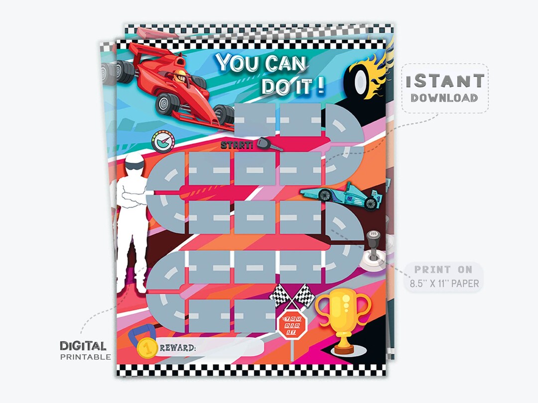 Printable Racing Car Reward Chart, Formula 1 Kids Behavior Chart Cars ...