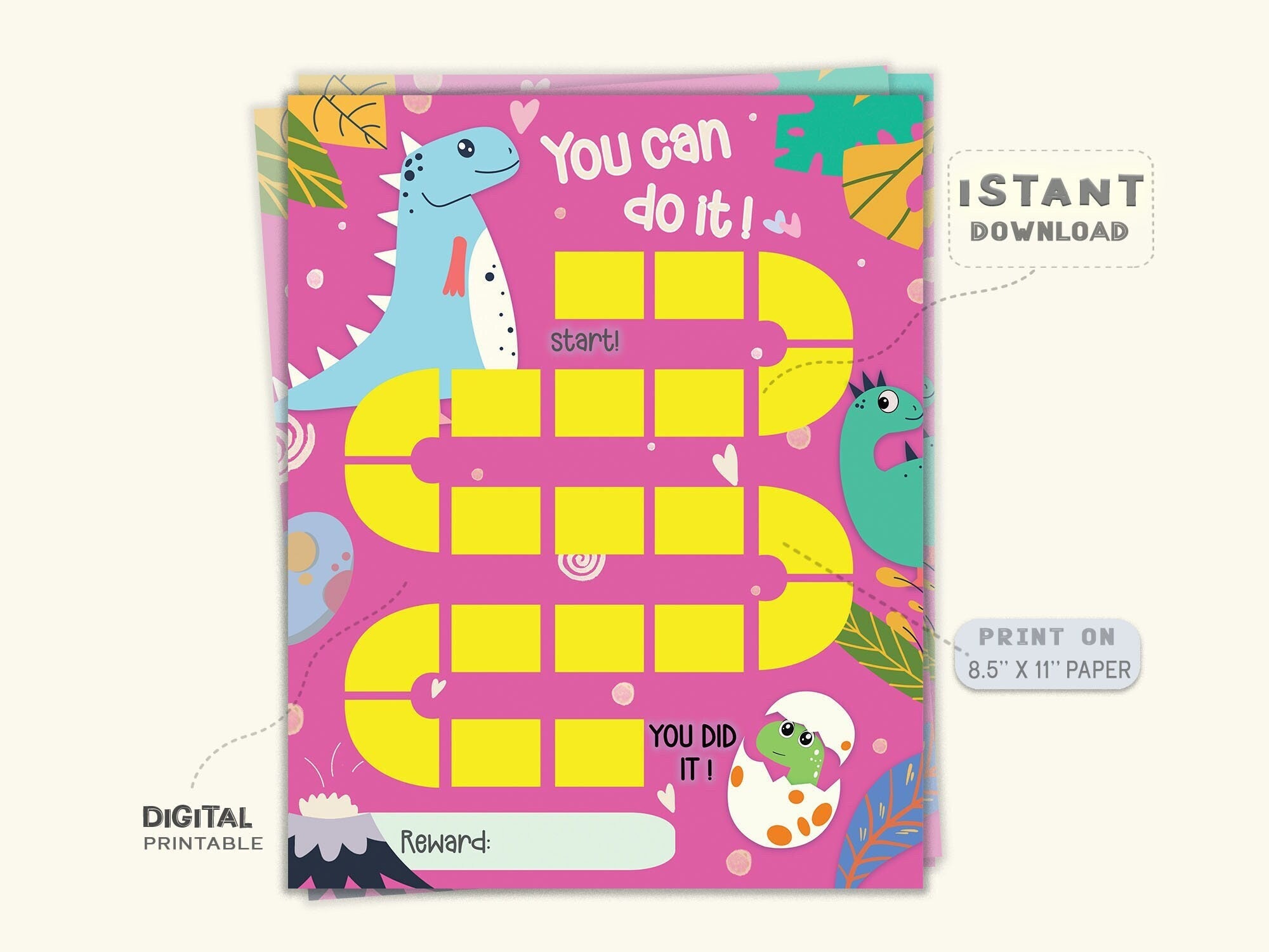 Printable Dinosaur Reward Chart Dinosaur Kids Behavior Chart Instant ...