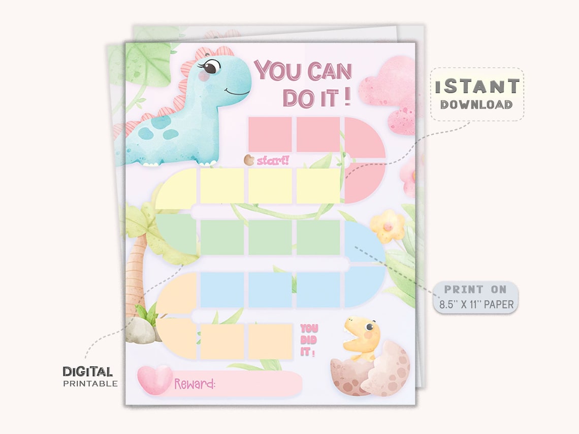 Printable Dinosaur Reward Chart Dinosaur Behavior Chart Kids - Etsy