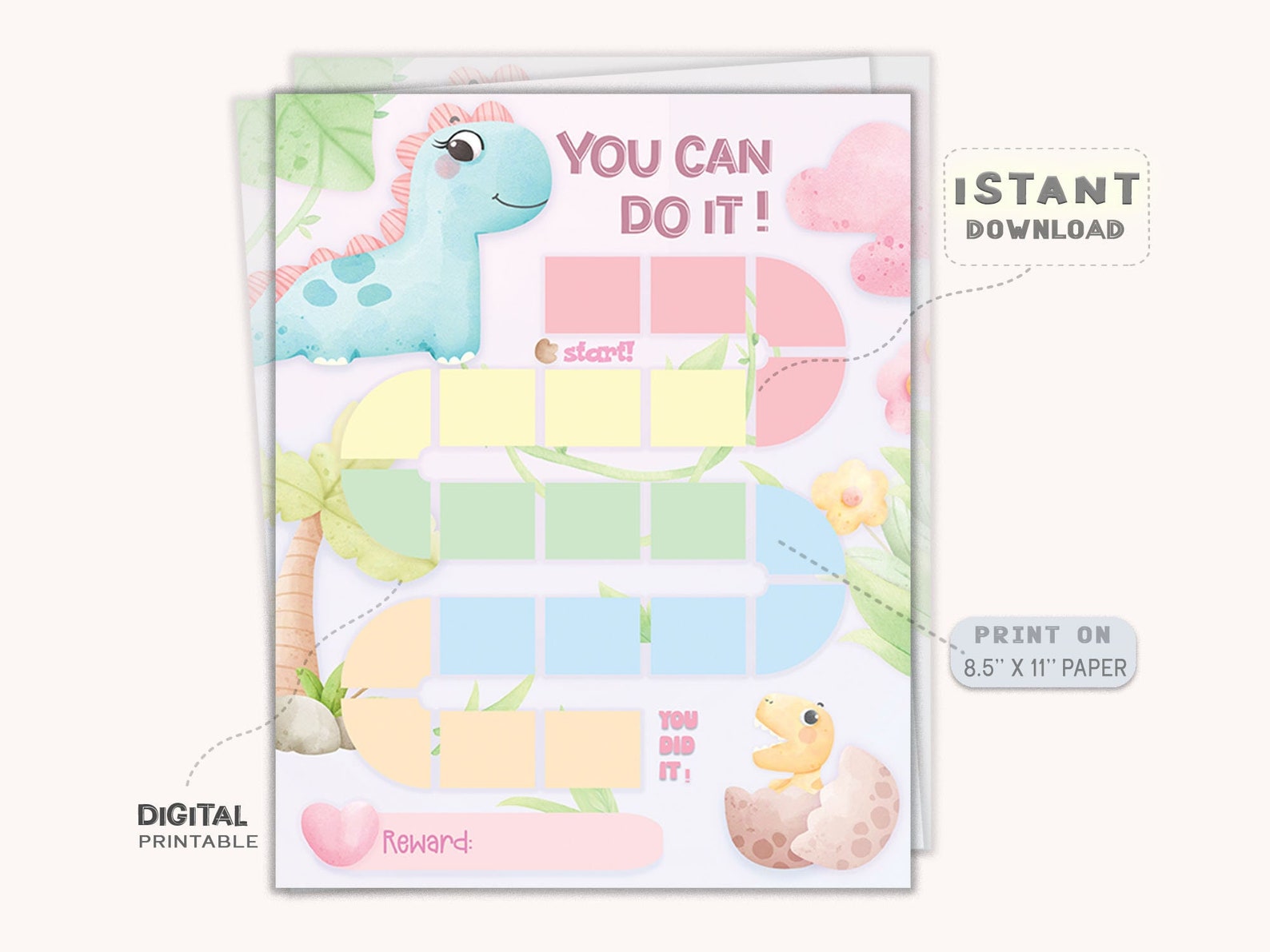 Printable Dinosaur Reward Chart Dinosaur Behavior Chart Kids - Etsy