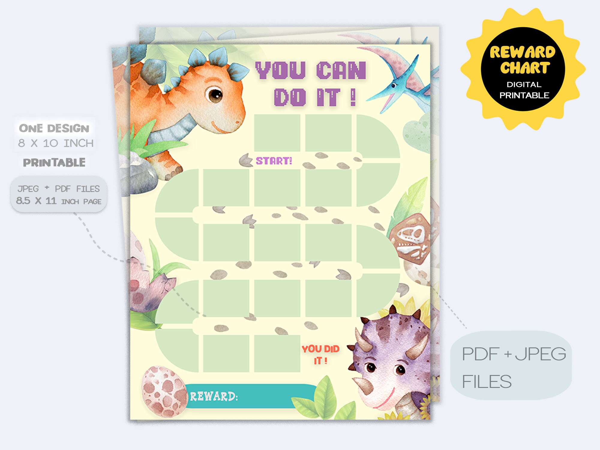 Printable Dinosaur Reward Chart Dinosaur Behavior Chart Kids - Etsy