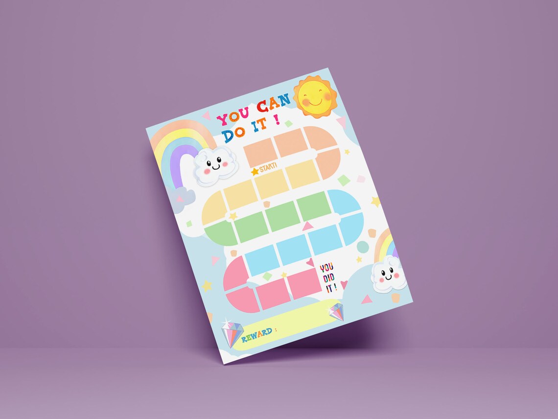 Printable Rainbow Reward Chart, Sunshine Chore Chart, Kids Behavior ...
