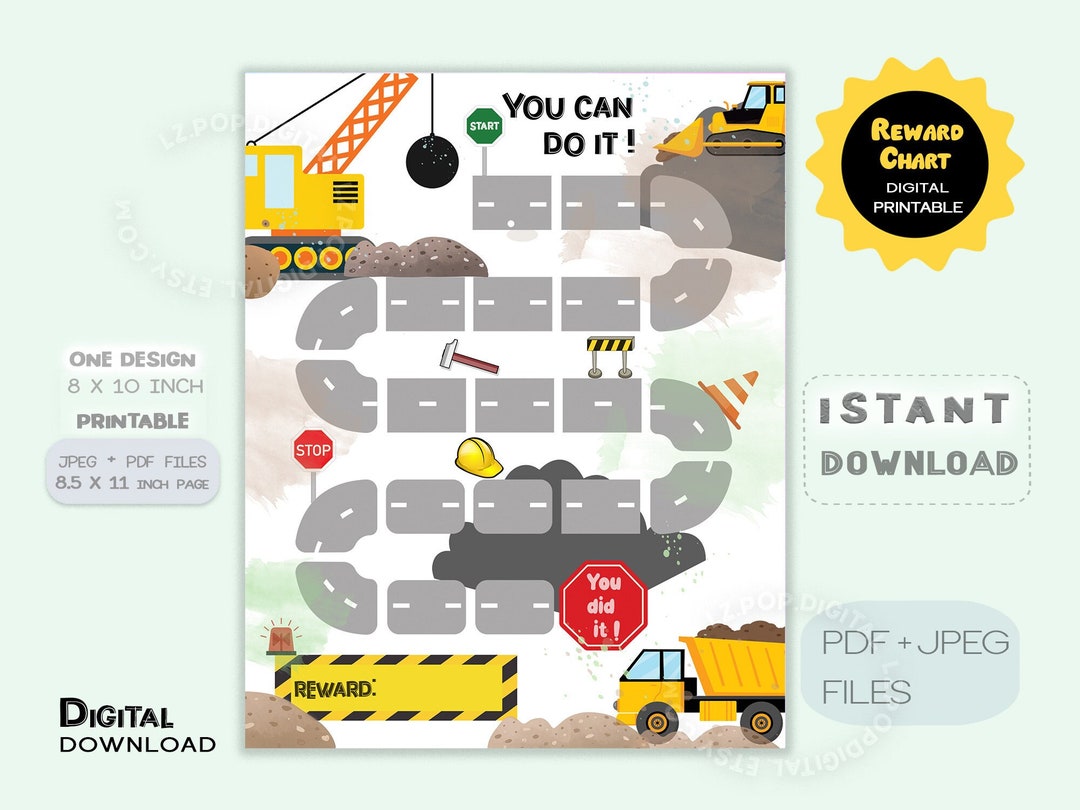 Printable Construction Reward Chart Construction Behavior - Etsy
