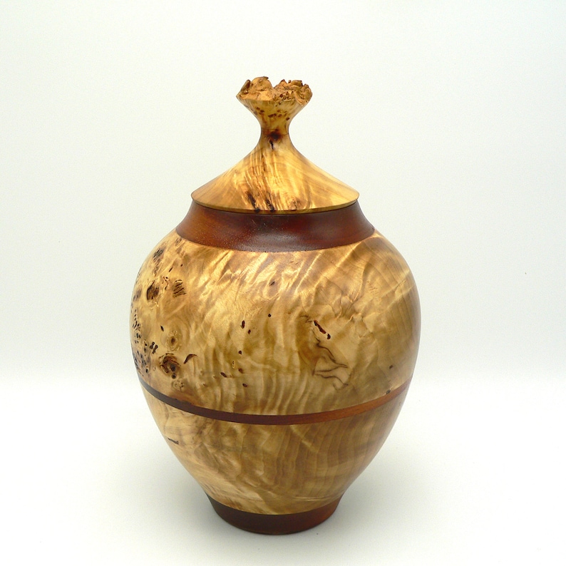 Large Hand Turned Poplar Burl Wood Urn - Urn for Ashes - Turned Wood ...