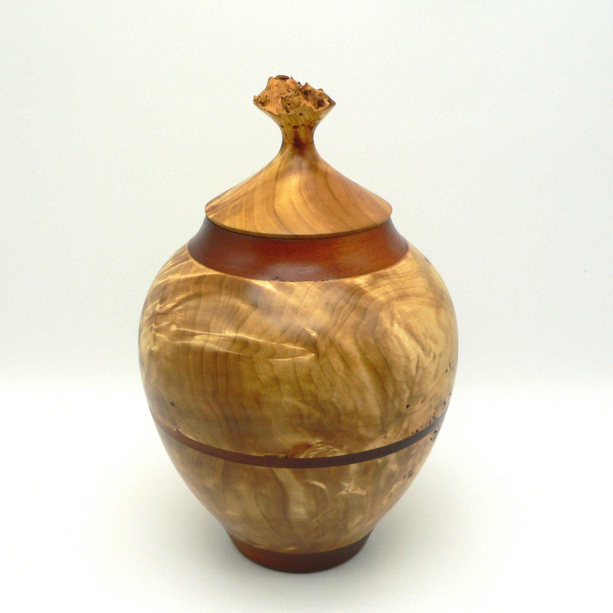 Large Hand Turned Poplar Burl Wood Urn - Urn for Ashes - Turned Wood ...