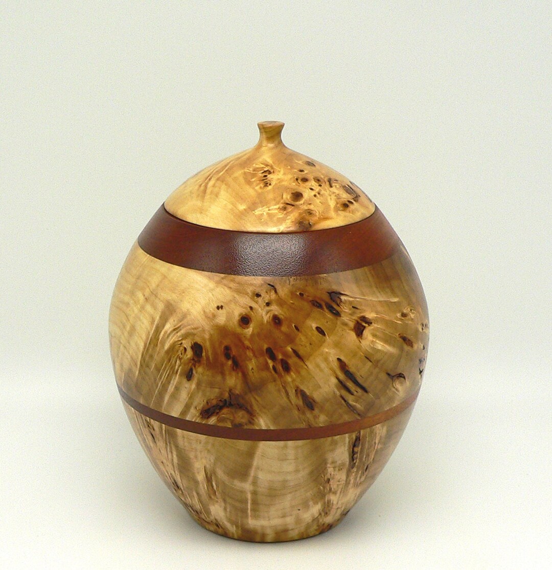 Large Hand Turned Poplar Burl Wood Urn - Urn for Ashes - Turned Wood ...