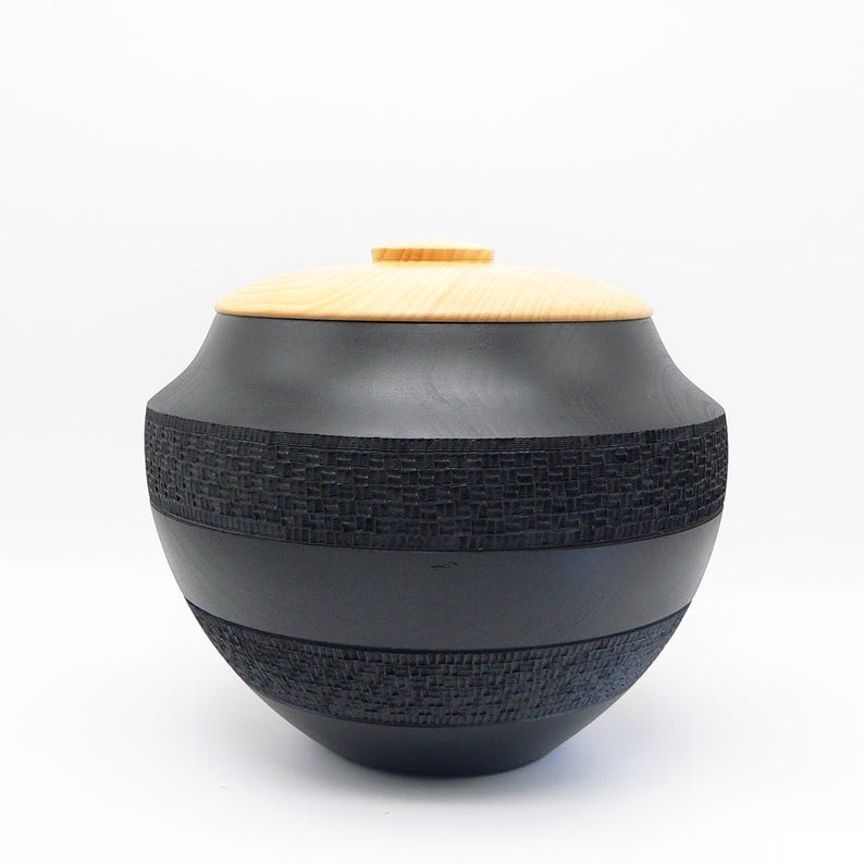 Extra Large Textured Wood Urn - Urn for Ashes - Turned Wood Urn - Urn ...