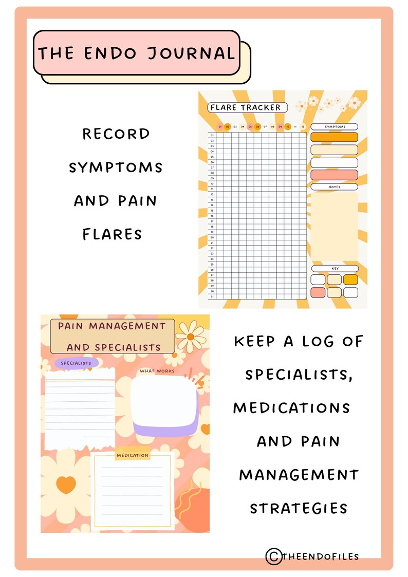 THE ENDO JOURNAL | Printable Journal for Endometriosis | Retro Themed ...