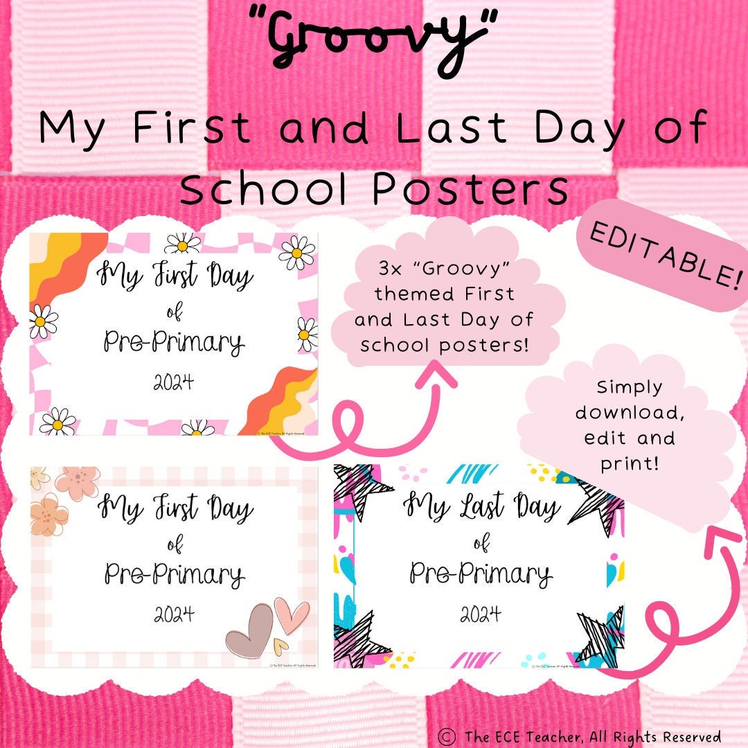 My First and Last Day of School Poster DIGITAL GROOVY Classroom Decor ...