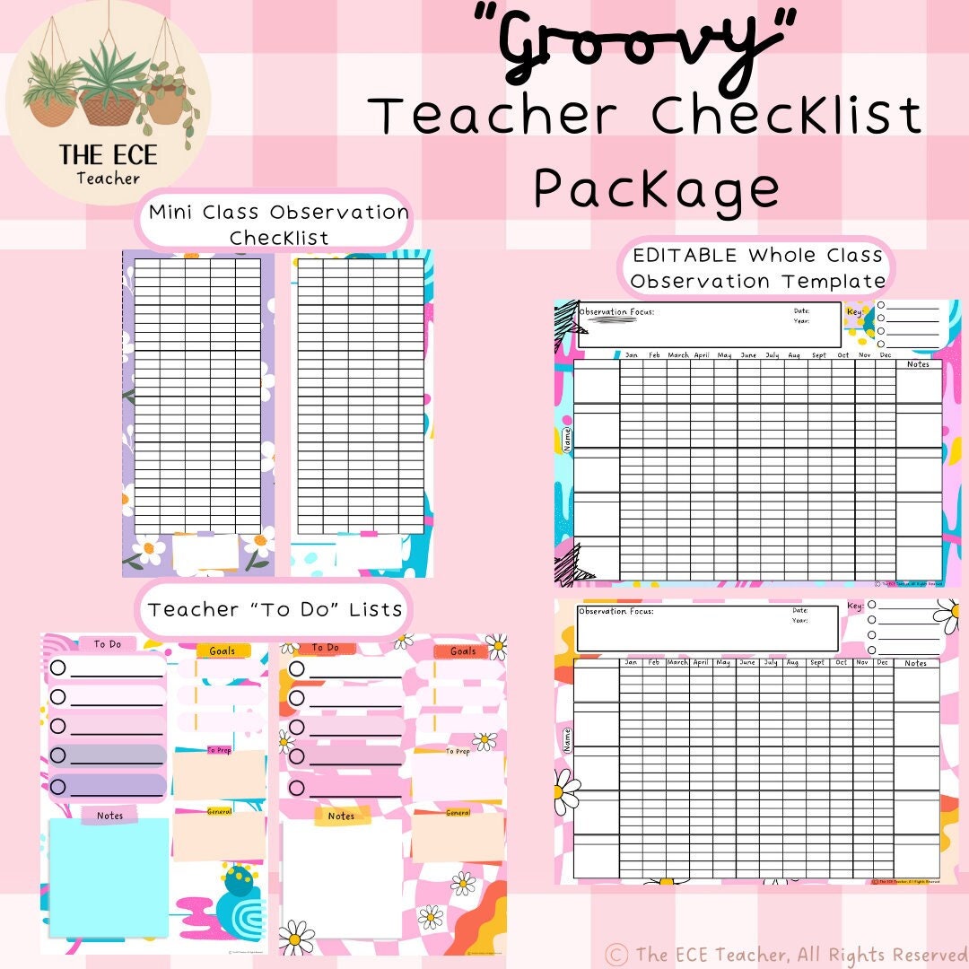Teacher Observation Checklist Package | DIGITAL GROOVY Classroom Decor ...