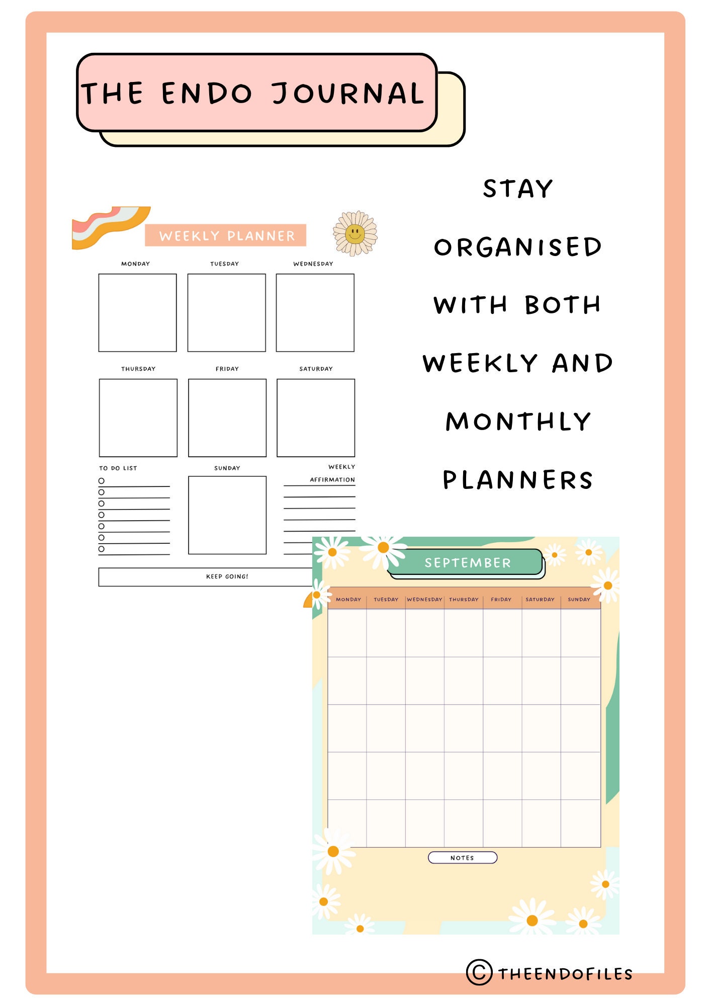THE ENDO JOURNAL | Printable Journal for Endometriosis | Retro Themed ...