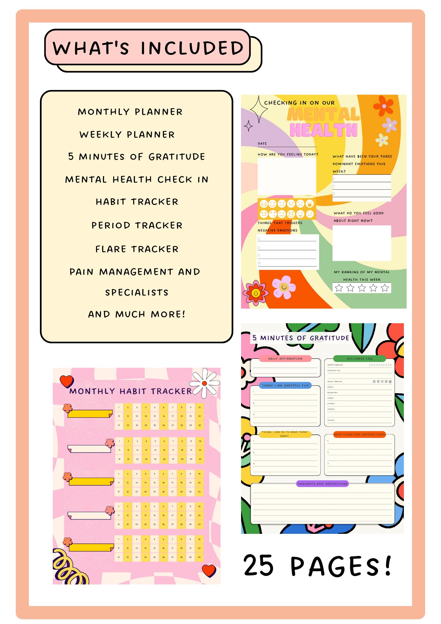 THE ENDO JOURNAL | Printable Journal for Endometriosis | Retro Themed ...