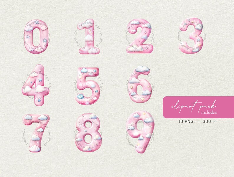 Pink Dream Numbers Clipart PNG, Baby Girl Pink Numbers, Birthday ...