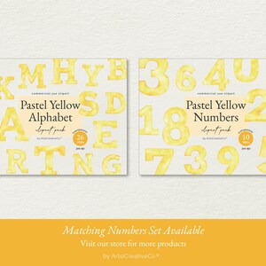 Pastel Yellow Alphabet Clipart, Watercolor Letters, Digital Alphabet ...