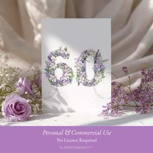 Floral Numbers Clipart PNG, Purple Floral Numbers, Invitations ...