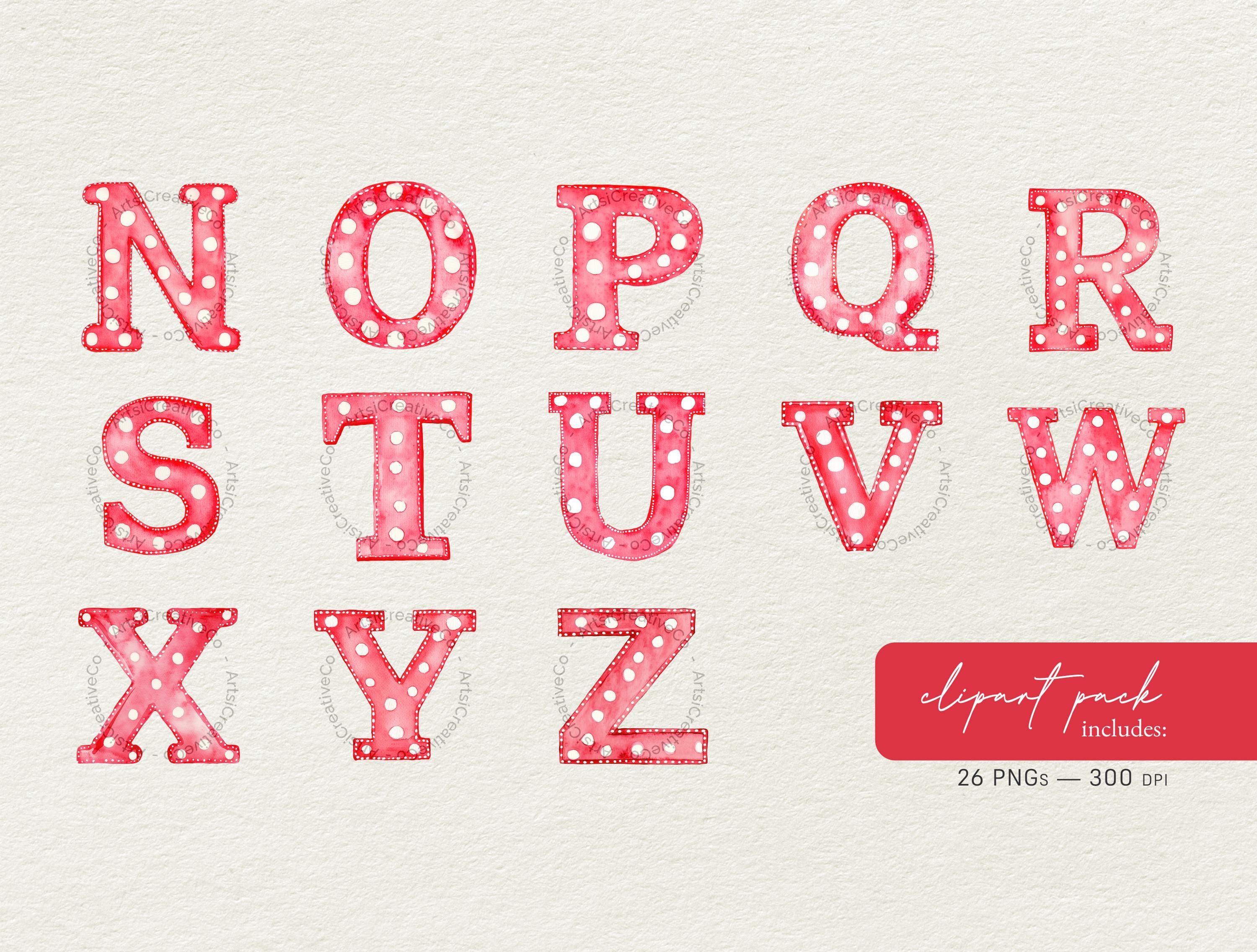 Polka Dot Alphabet Clipart PNG, Red Aesthetic Alphabet for Party Decor ...