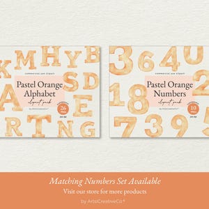 Pastel Orange Alphabet Clipart, Watercolor Letters, Digital Alphabet ...