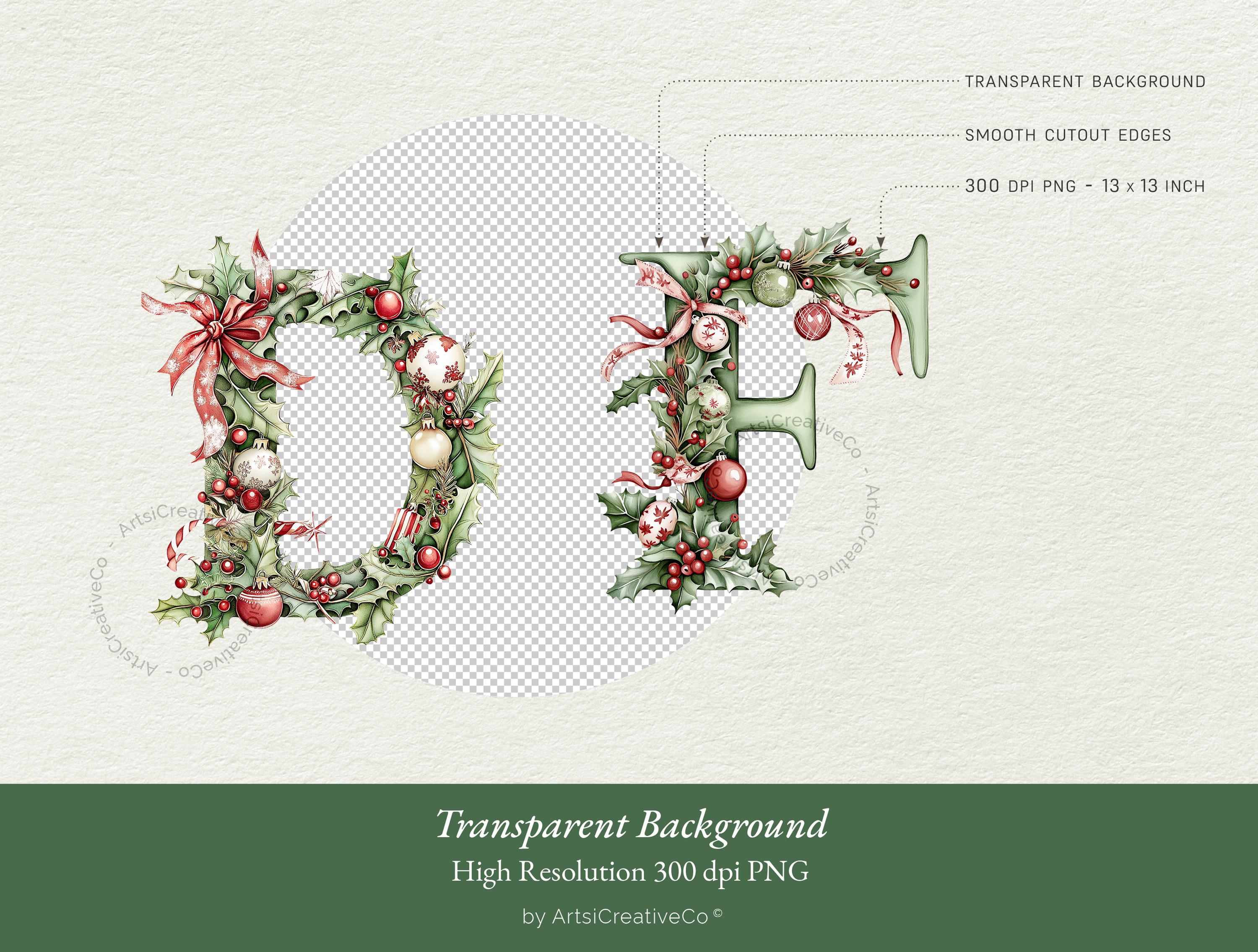 Christmas Alphabet Letters Clipart PNG Bundle, Alphabet Clipart ...