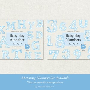 Baby Boy Alphabet Clipart PNG Set - Pastel Blue Polka Dot Letters A-Z ...