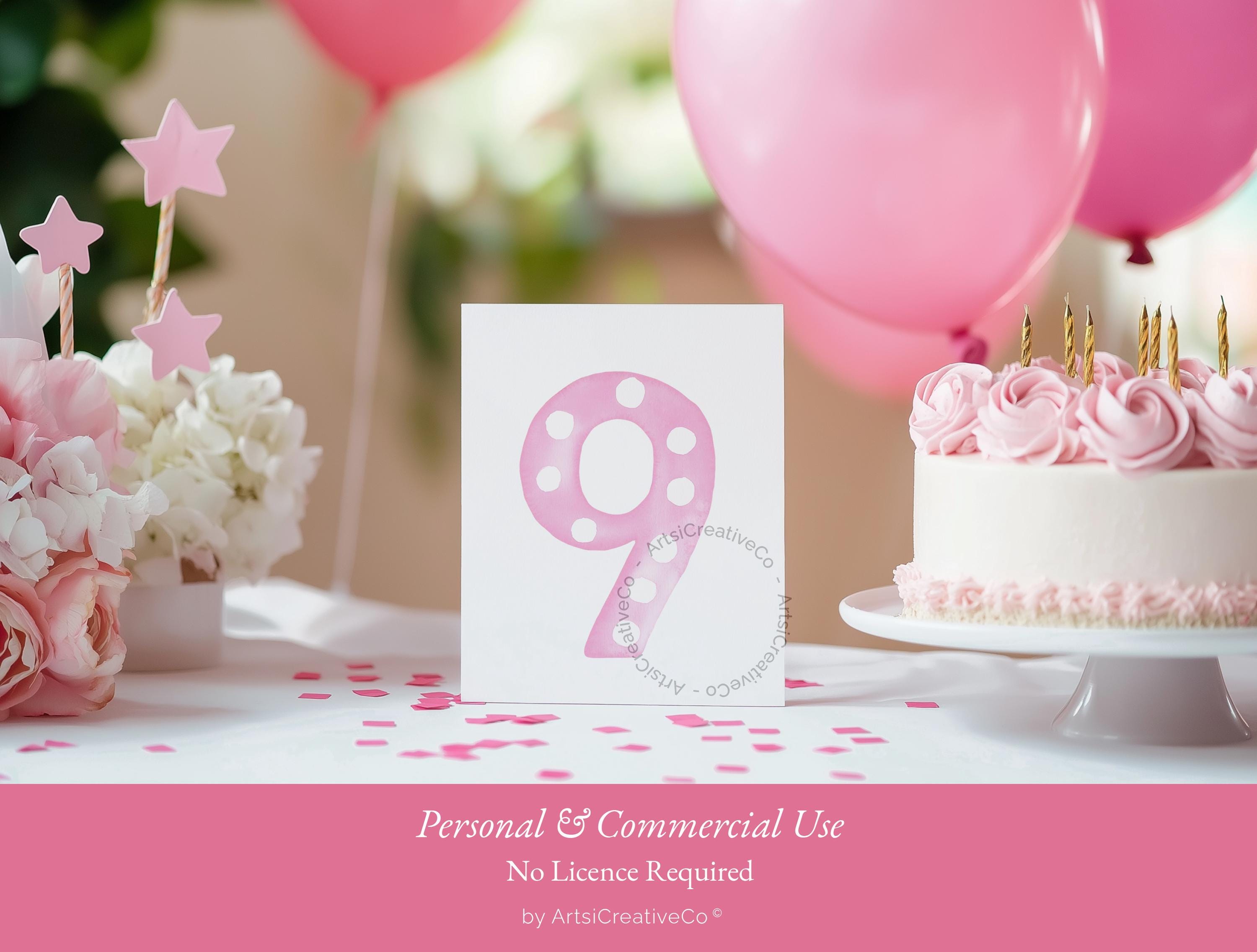 Baby Girl Watercolor Numbers Clipart Bundle- Pastel Pink Polka Dot ...