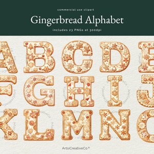 Christmas Gingerbread Alphabet Clipart, Holiday Cookie Letters, Cookie ...